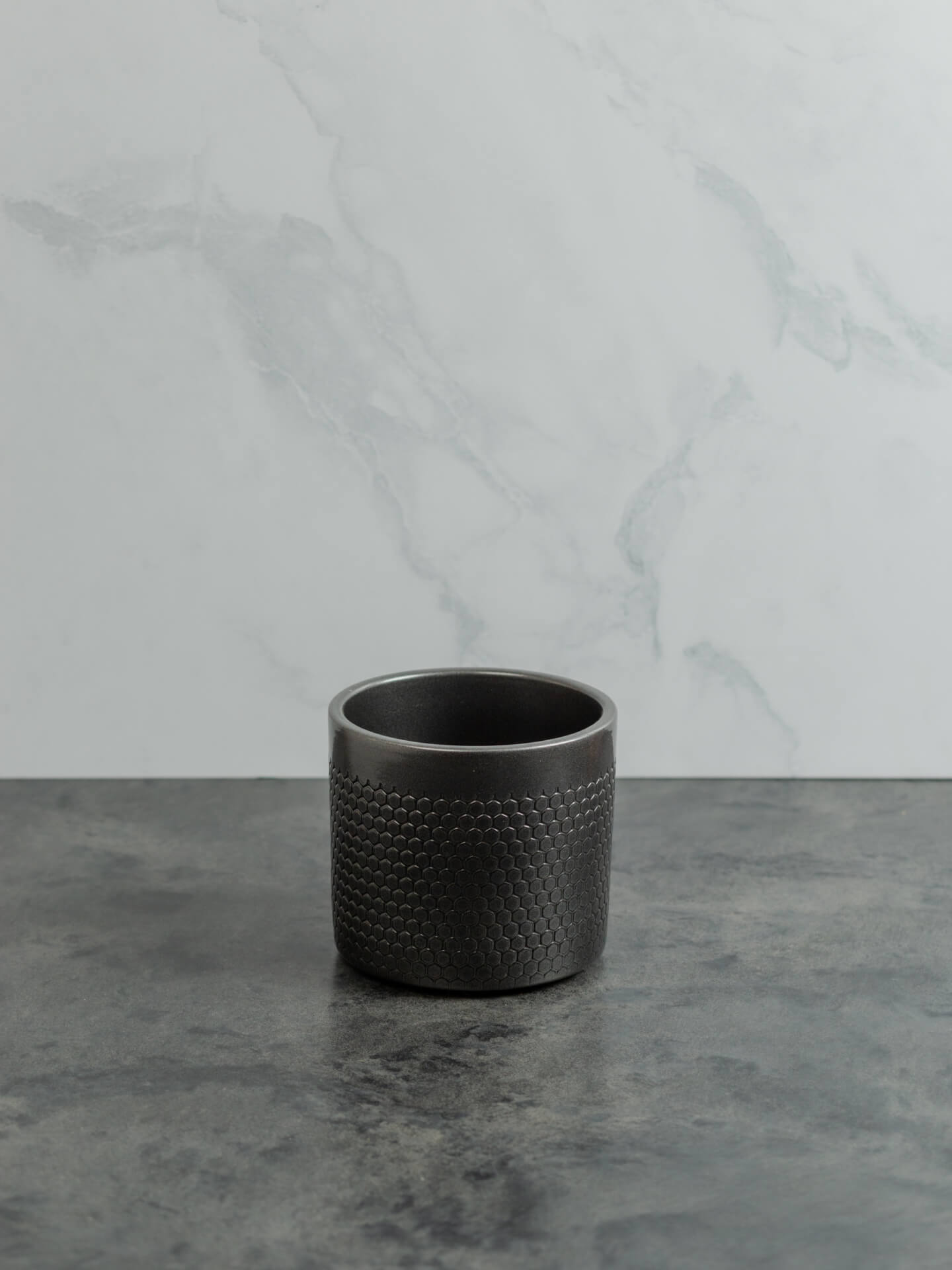BLACK CERAMIC POT WITH DOTS - Sakura By Loizos Loizou