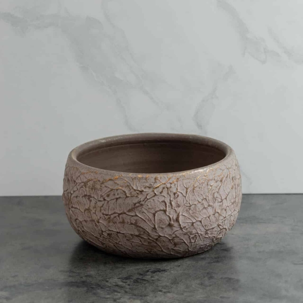GREY AND GOLD CERAMIC POT - Sakura By Loizos Loizou